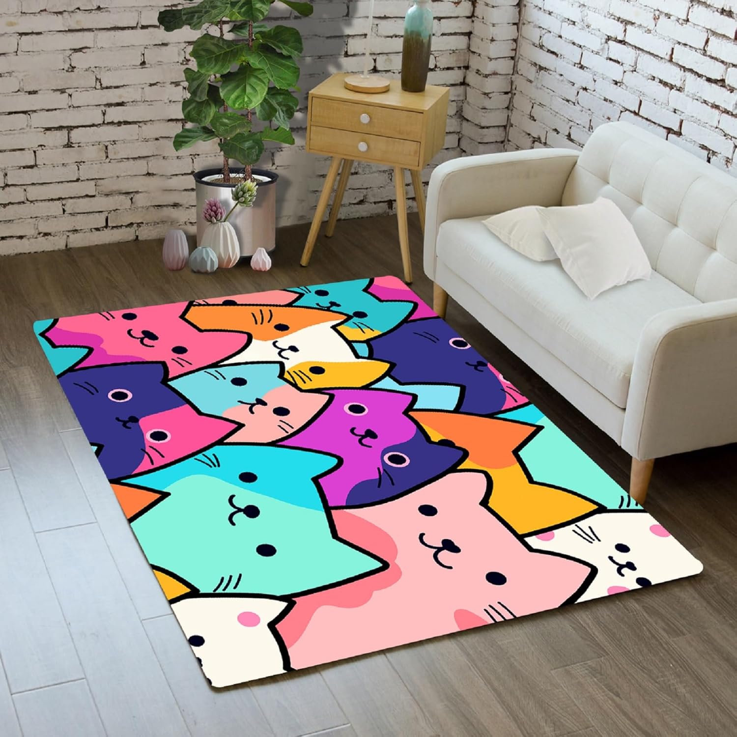 Amazon.com: Cat Rug for Girls Bedroom - Cat Area Rug Cartoon Cat Rug ...