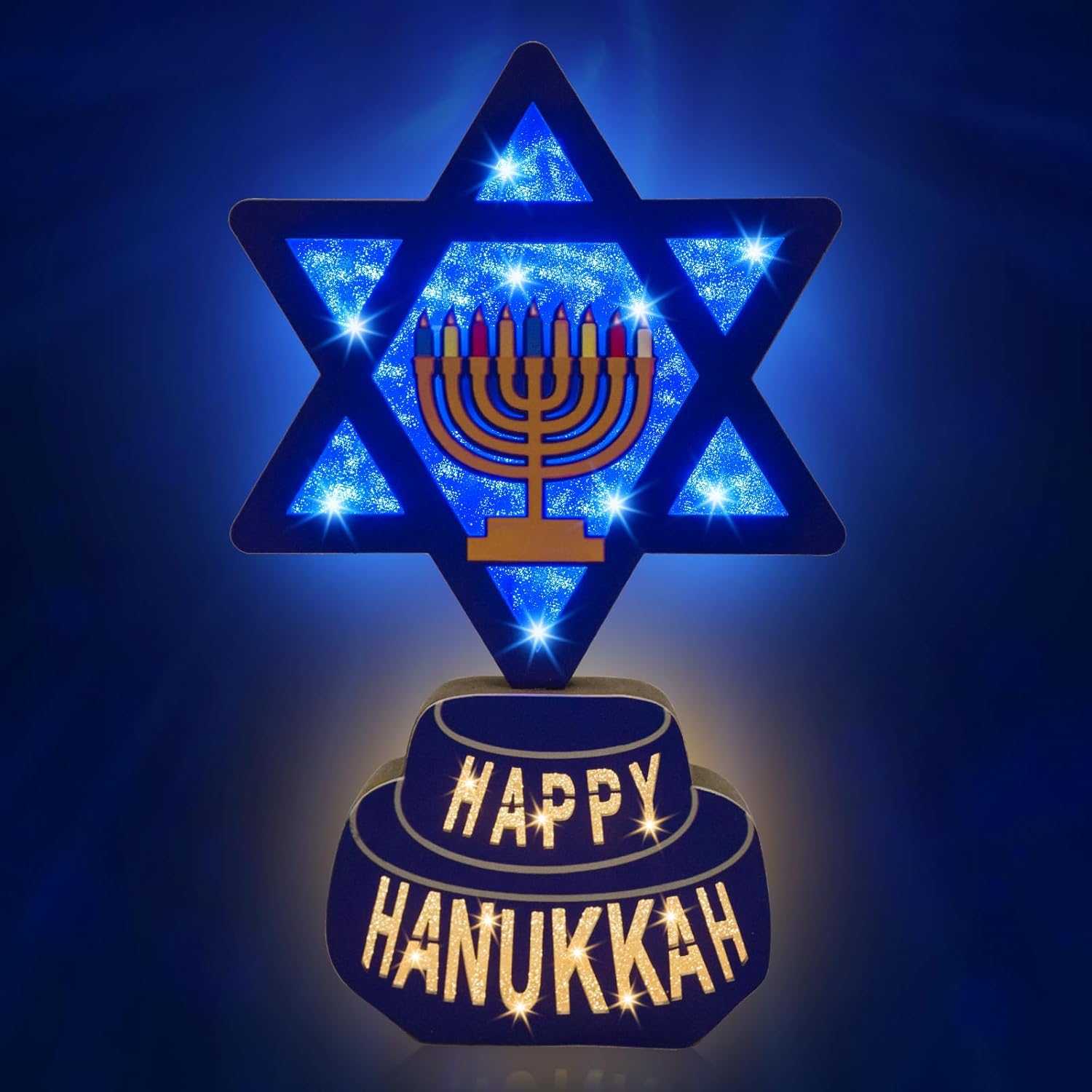 Amazon.com: Krissing 12" Hanukkah Wooden Signs with Lights Battery ...