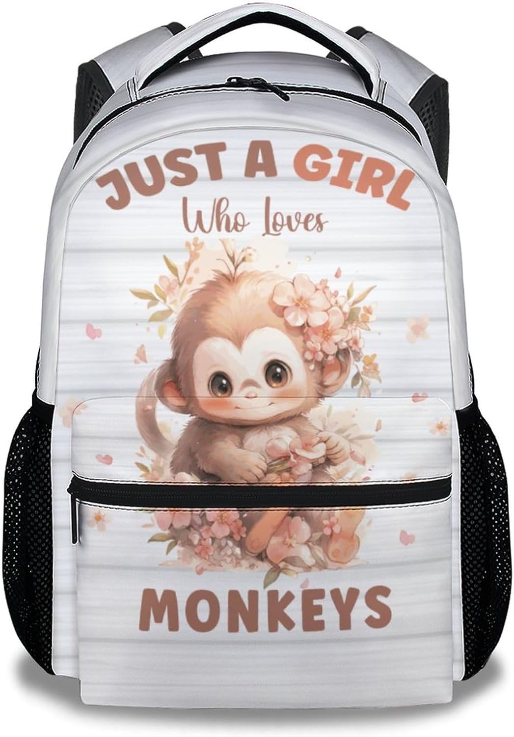 Amazon.com | AIOMXZZ Monkey School Backpack for Kids, 16 Inch White ...