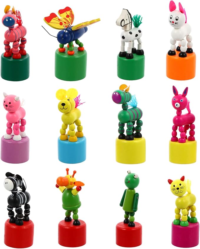 Amazon.com: NUOBESTY Wooden Push Puppets Toys Kids Finger Thumb Puppets ...