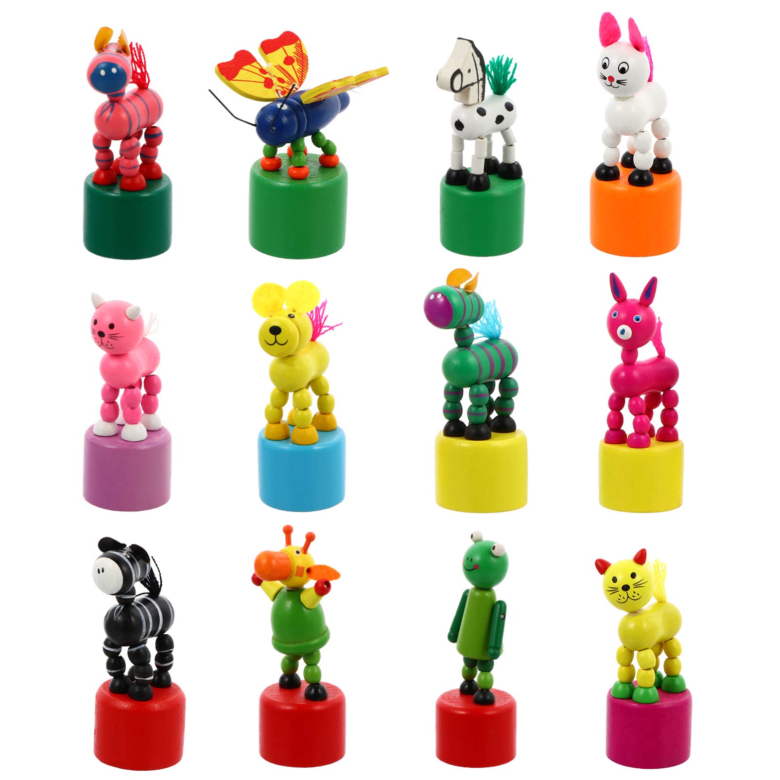 Amazon.com: NUOBESTY 12pcs Kids Wooden Push Up Toys Kids Finger Puppets ...