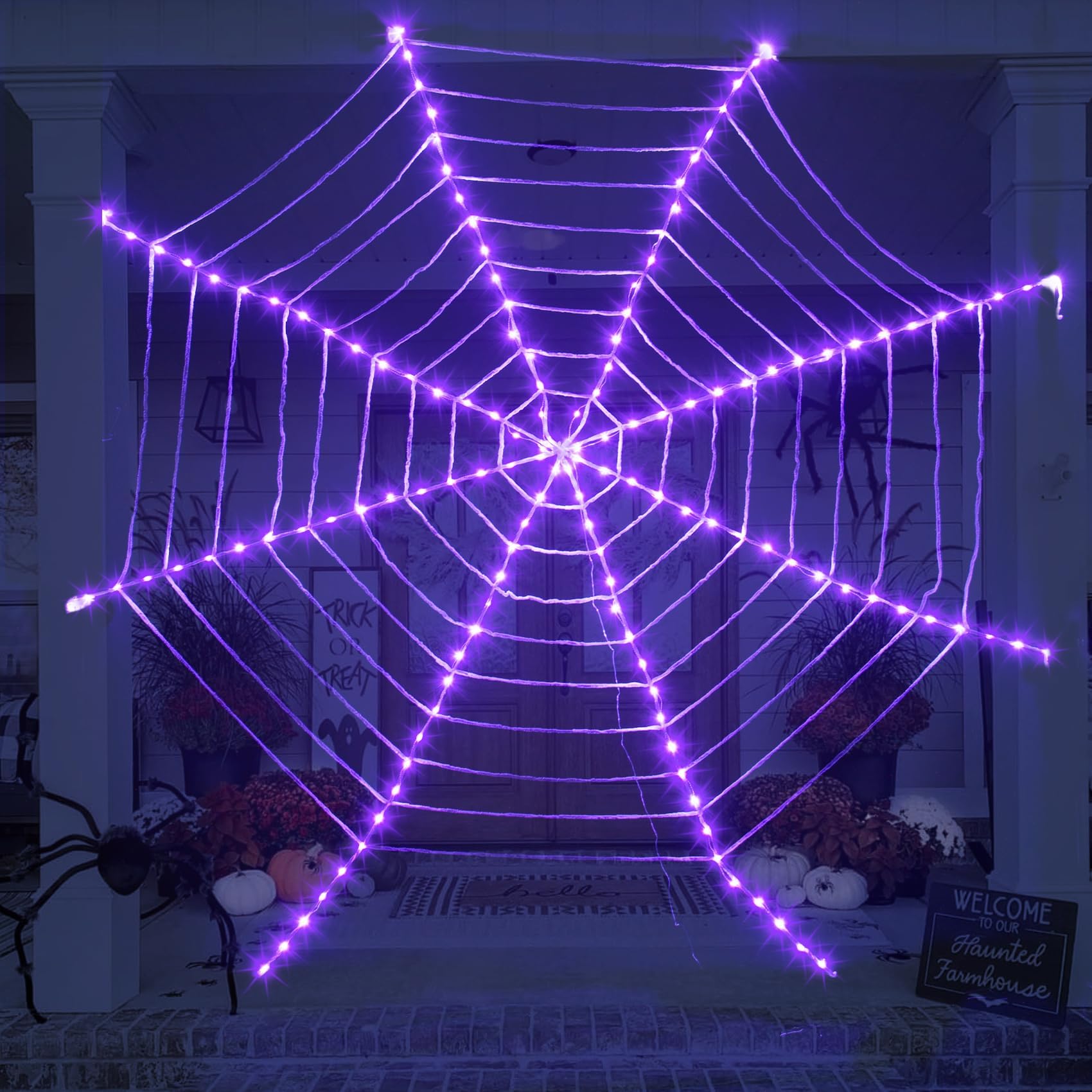 Amazon.com: Halloween Spider Web Lights Decoration 455LED Spider Webs ...