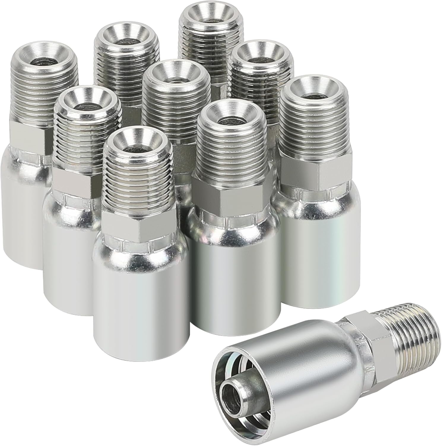 Amazon.com: ANCIMOON 1/2’’ Hose x 1/2’’ NPT Male Hydraulic Hose Crimp Fittings, 10PCS Set for ...