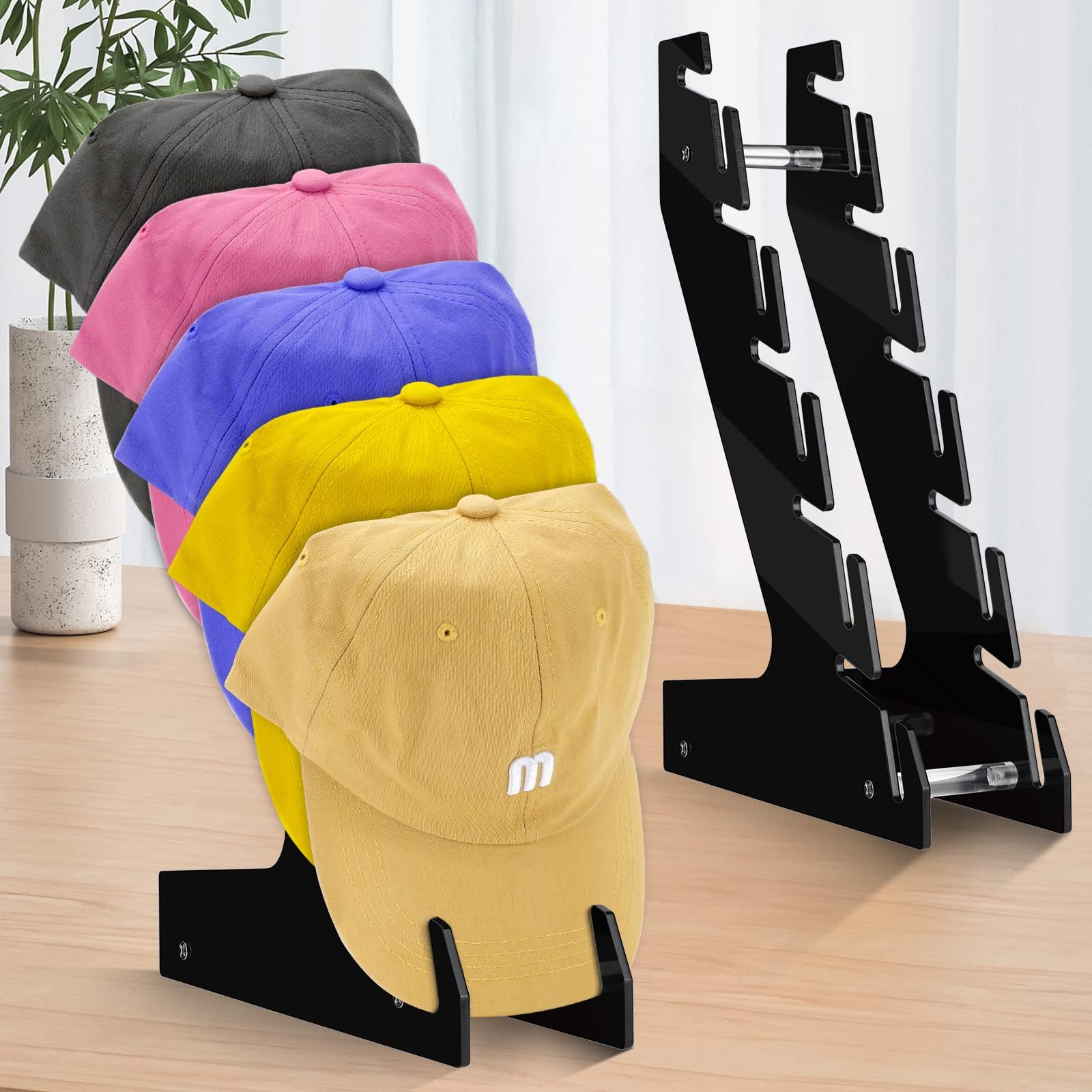 Amazon.com: WIOR 2 Pack Hat Rack for Baseball Caps, Hold Up to 10 Caps ...