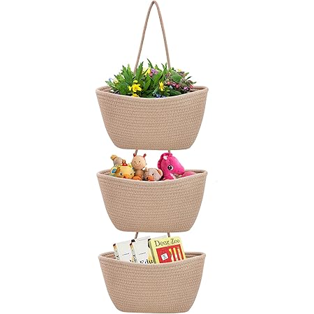 GOCAN Hanging Organiser Wall Organiser Door, 3-Tier Hanging Basket Made ...