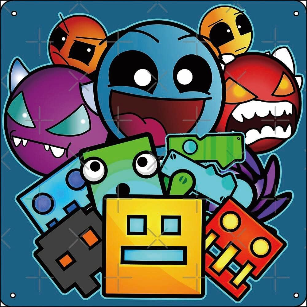 Amazon.com: Jitipozy geometry dash old school gaming Poster Metal Sign ...