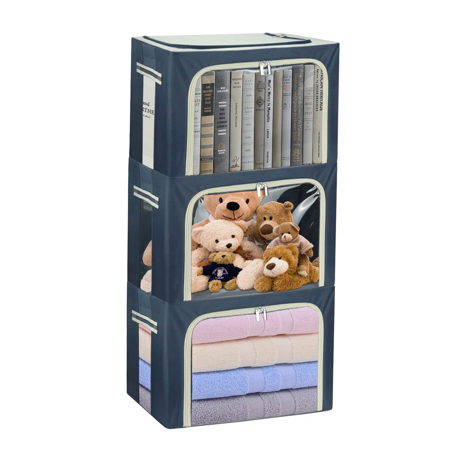 Amazon.com: Clothes Storage Box Bins Stackable Foldable Organizer ...