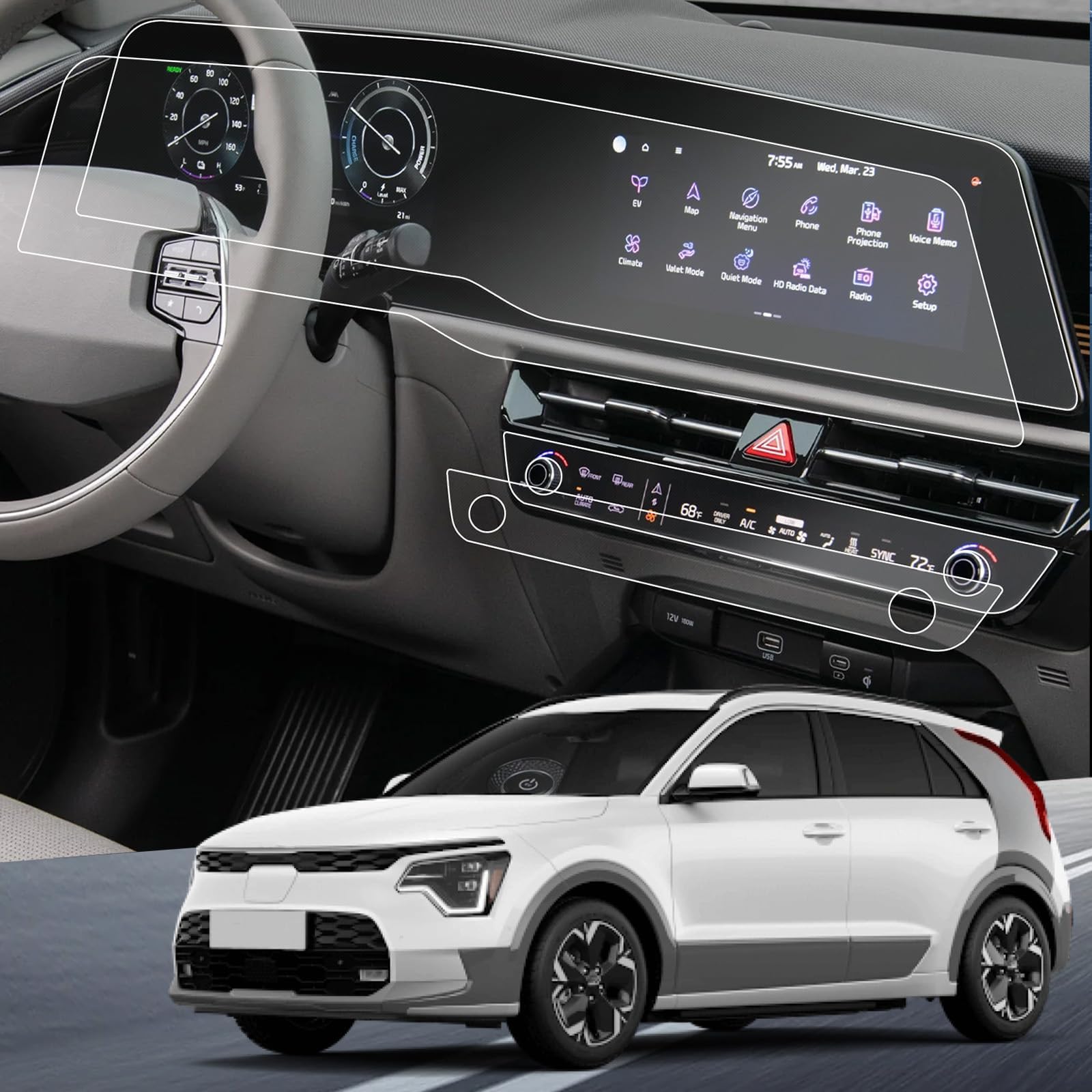 Amazon.com: YEE PIN Kia Niro Dash Screen Protector - 10.3-inch Infotainment Display Climate ...