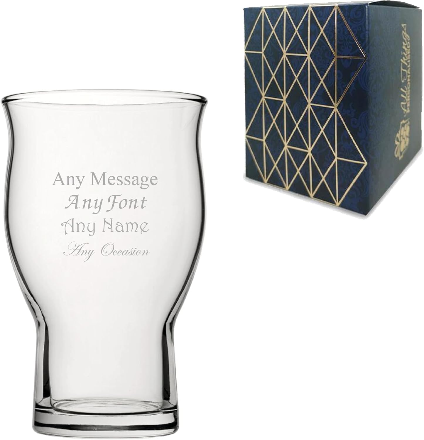 Personalised Engraved Pint Glass, Revival 570ml or 20oz Beer Glass, Gift Boxed, Lead Free ...