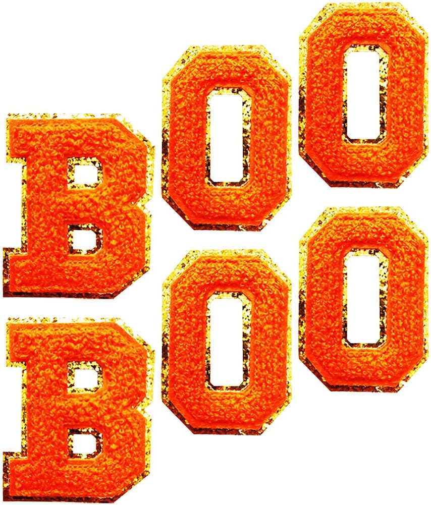 Amazon.com: Iron on Patches Sew On Letter Patches Orange Boo Boo ...