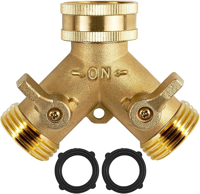 Garden Hose Splitter 2 Way Y Connector Heavy Duty Brass Hose Splitter ...