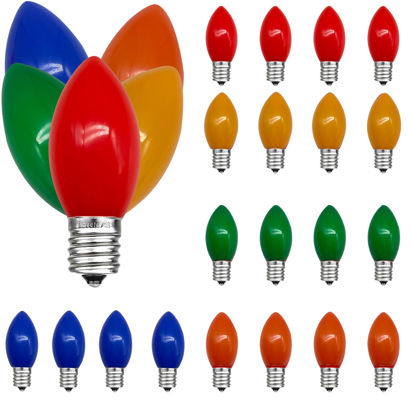 HEDCINLT 25 Pack Multicolor C9 LED Bulbs, C9 Replacement Bulbs for ...