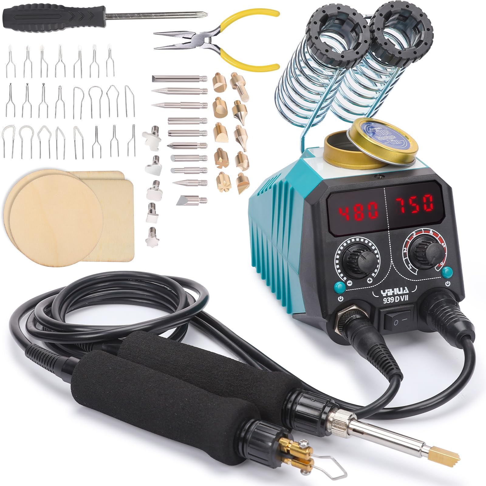 Amazon.com: YIHUA 939D-VII Pyrography Tool Wood Burning Pen Kit Station ...