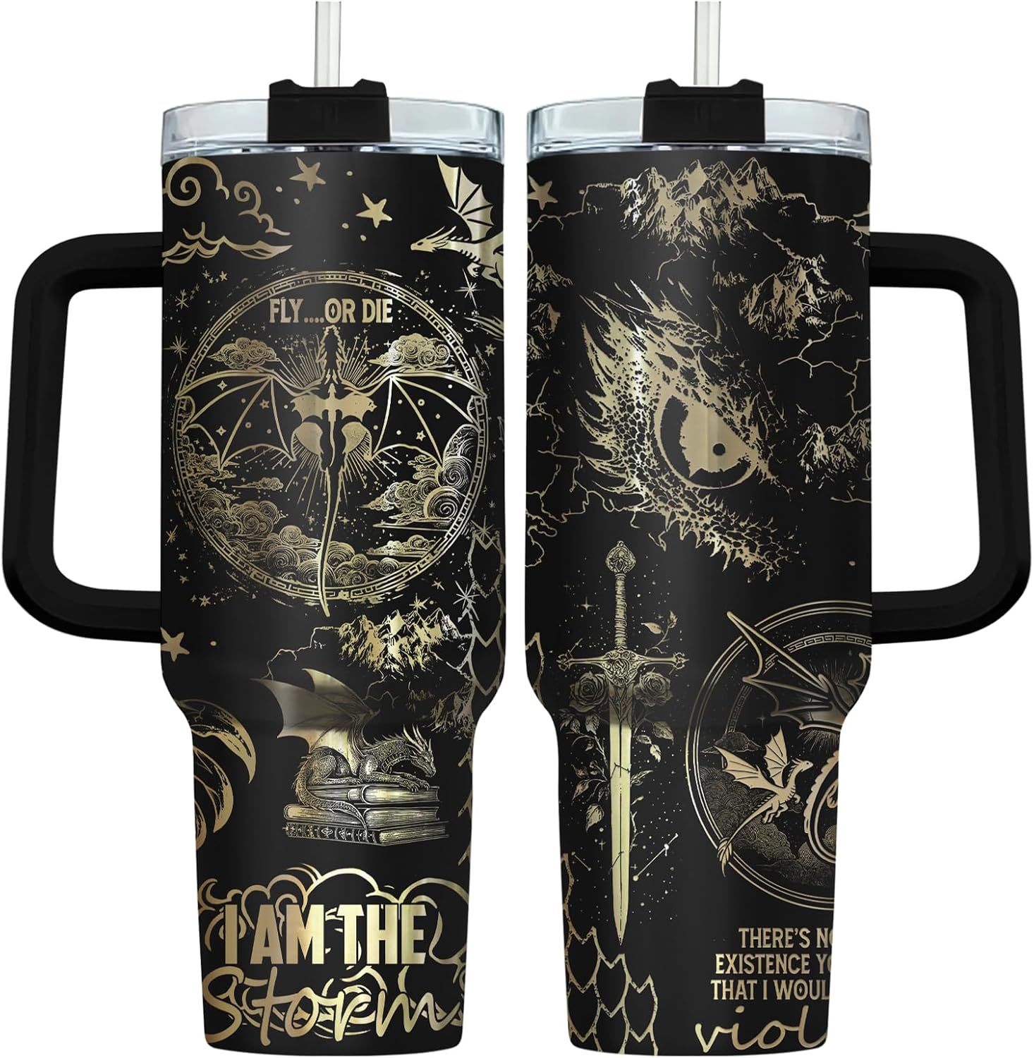 Amazon.com | 34HD Literature Tumbler with Handle & Straw, 40 oz Double ...