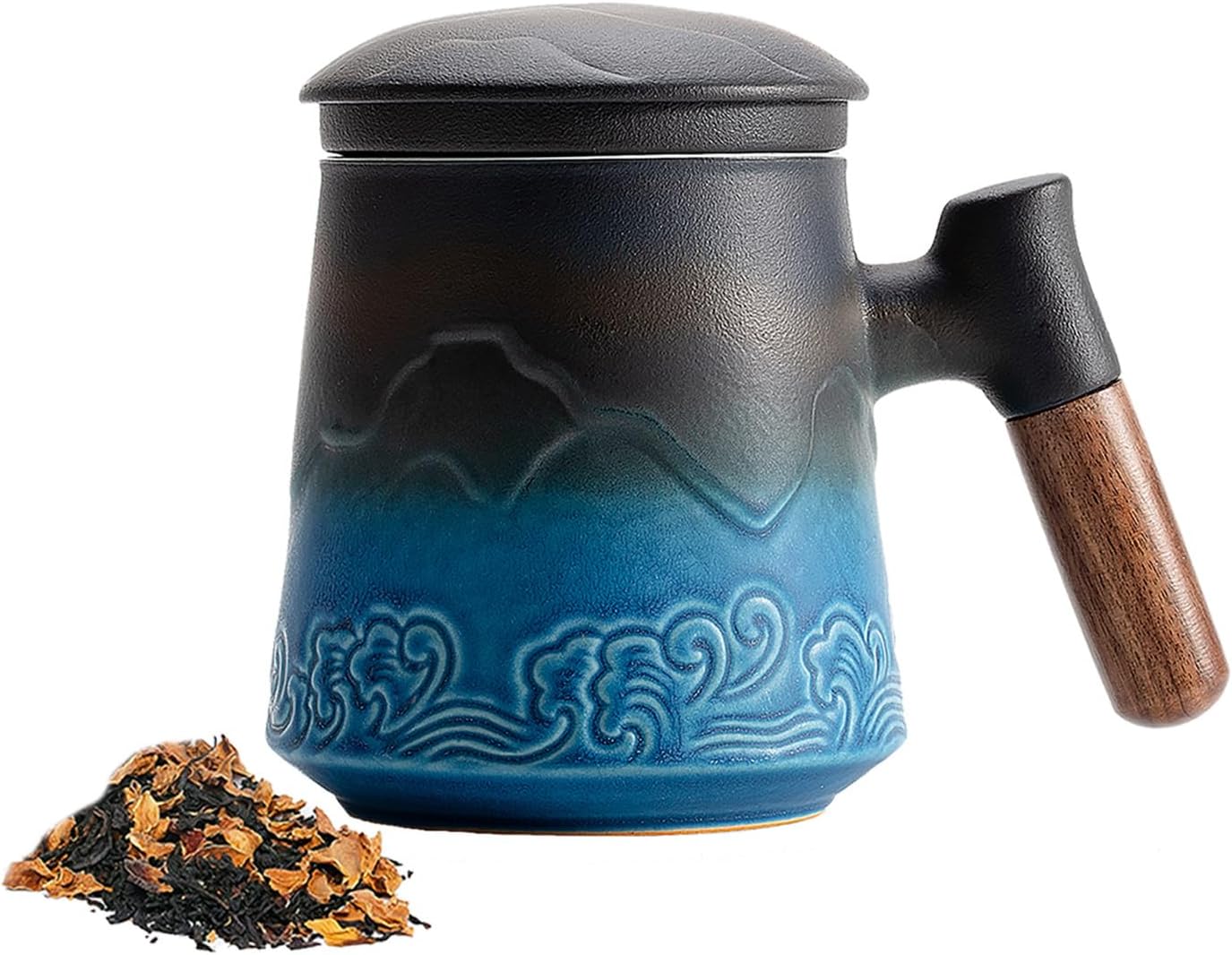 Amazon.com | ZENS Tea Cup with Infuser and Lid, Rosewood Handle Ceramic ...