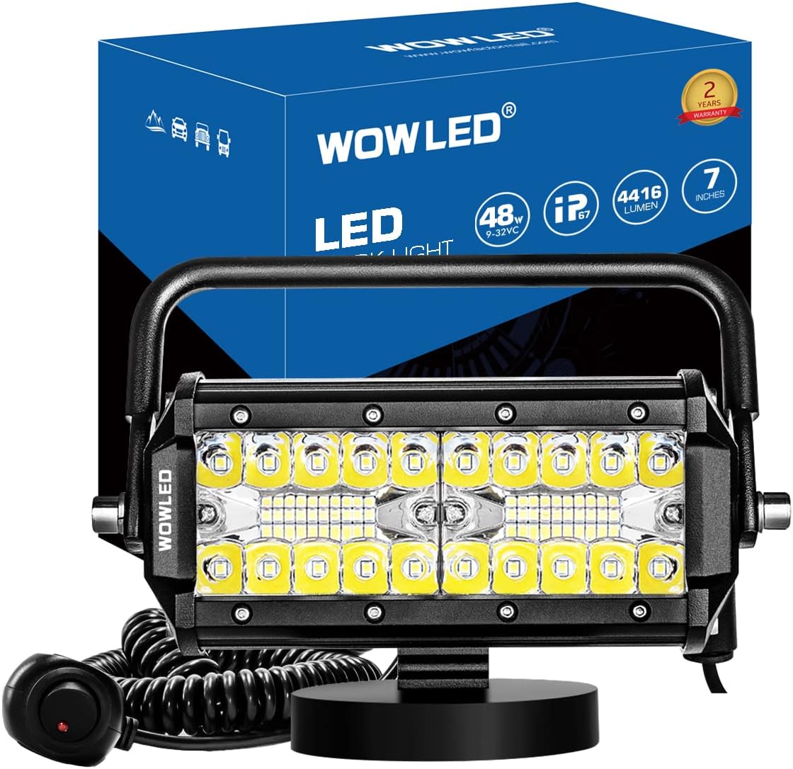 Buy WFPOWER Magnetic LED Work Light Bar, 48W LED Combo Beam Light Pod ...