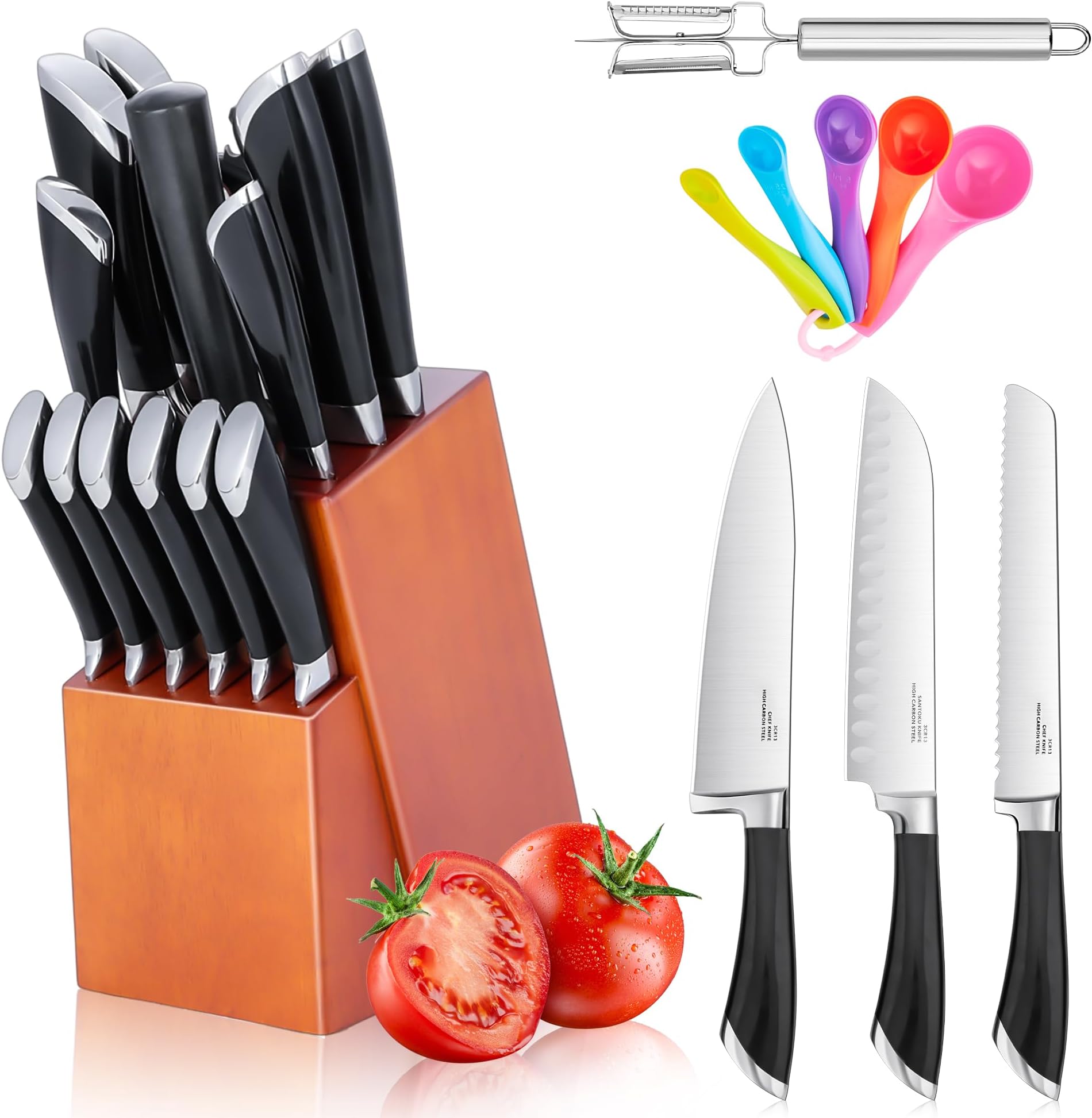 Amazon.com: Knife Set, JJOO 7PCS German Stainless Steel Kitchen Knife ...