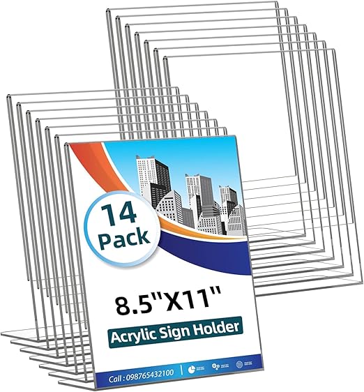 Amazon.com: 14 Pack Acrylic Sign Holder 8.5x11 Inches, Clear Tabletop ...