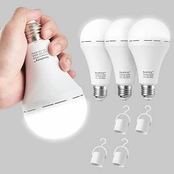 Rechargeable Emergency Light Bulb, 1500mAh 15W 80W 6000K Daylight White ...