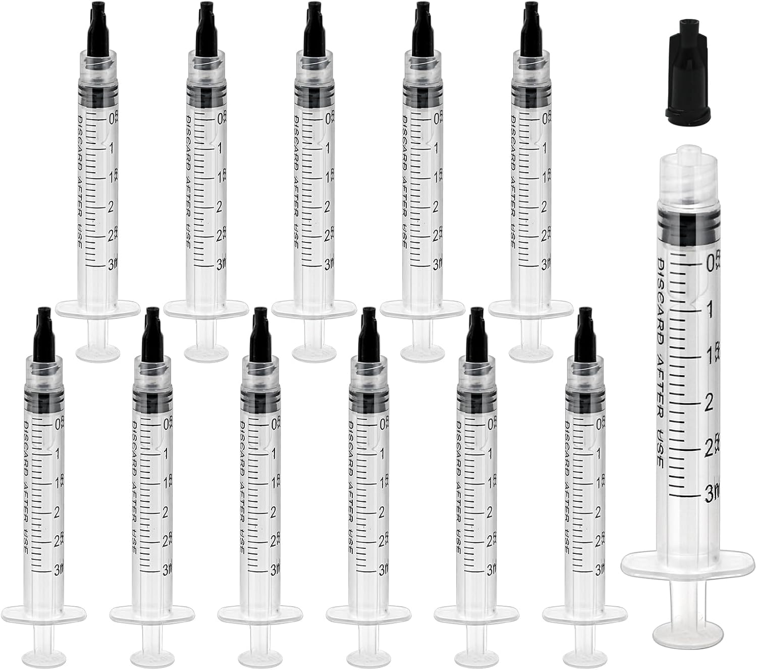 12 Pack 3ml Plastic Syringes without Needle, Luer Lock Syringes with ...