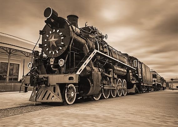 Amazon.com : BELECO 7x5ft Fabric Vintage Steam Locomotive Photography ...