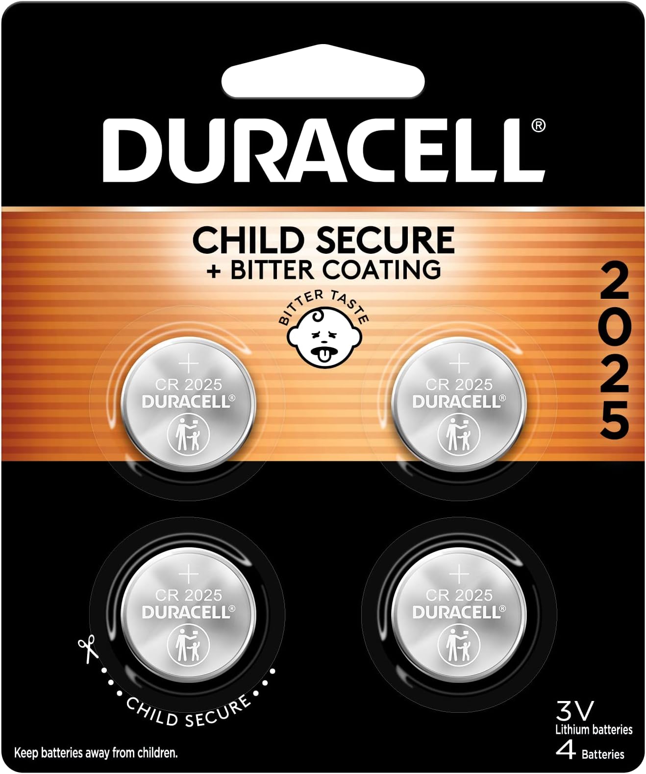 Amazon.com: Duracell CR2025 3V Lithium Battery, Child Safety Features ...