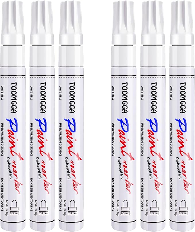 Amazon.com: White Paint Pens Permanent Paint Markers - 6 Pack Oil Based ...