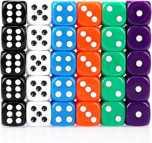 H&S Gioco di dadi a 6 facce per giochi di dadi 30 Pezzi Multicolore ...