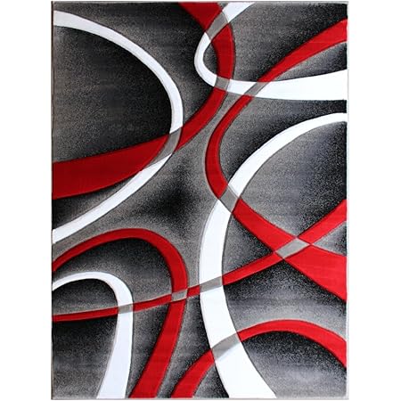 Amazon.com: Masada Rugs, Modern Contemporary Area Rug, Red Grey Black ...