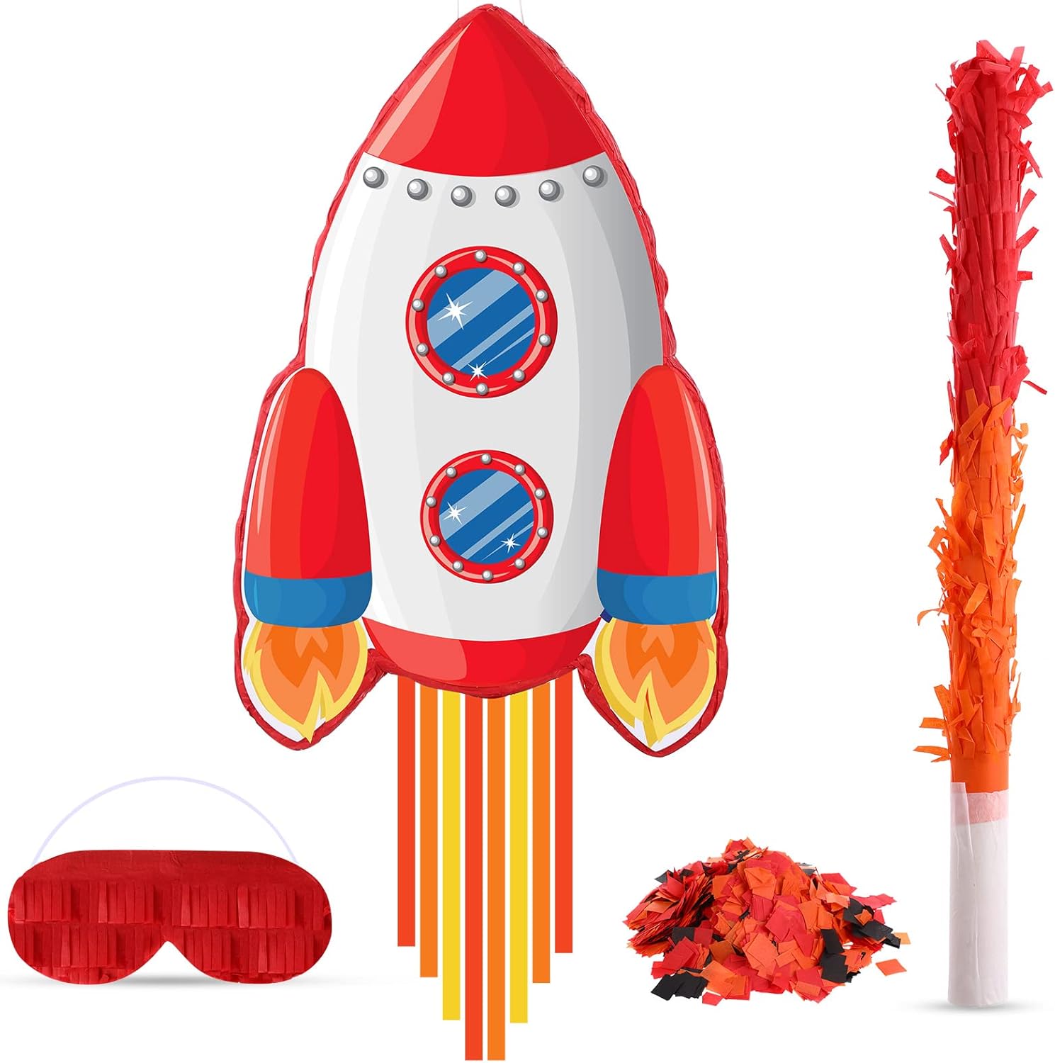 Amazon.com: Rocket Pinata Space Pinata with Blindfold and Bat Space ...