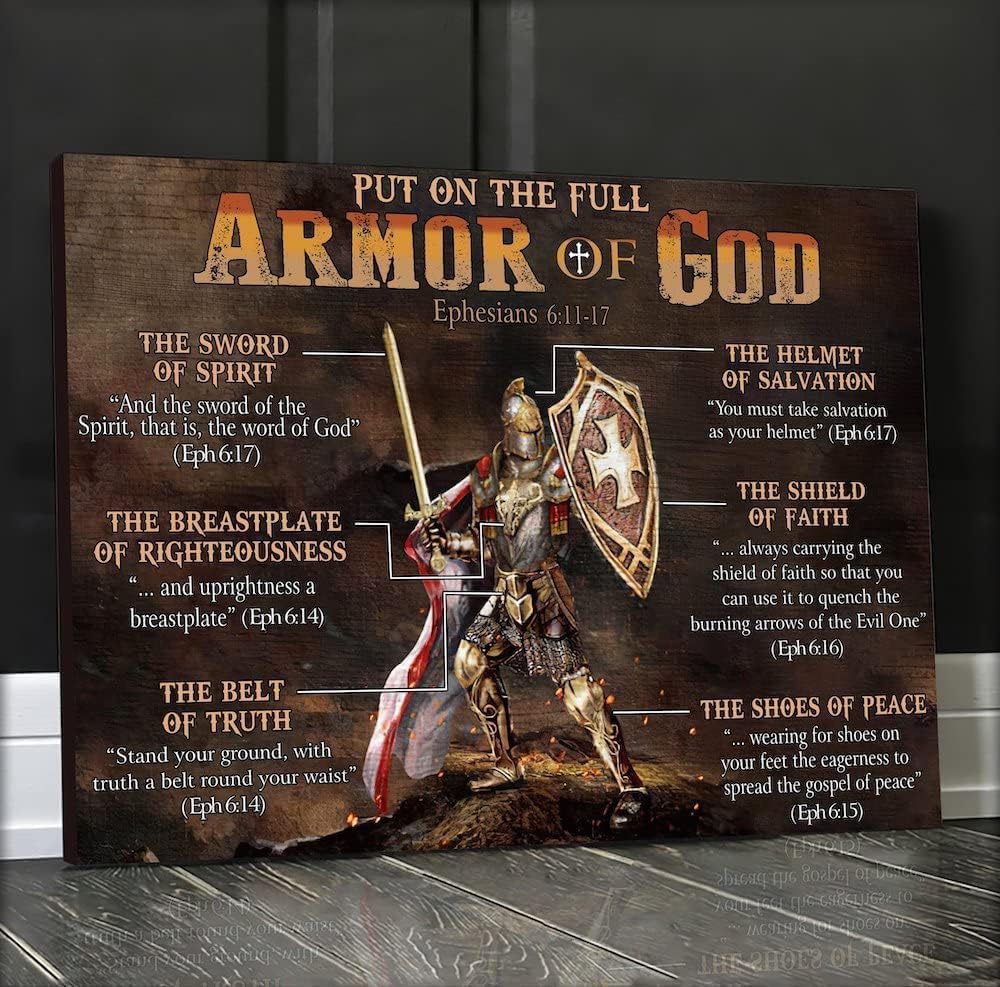Amazon.com: Put on God's Full Armor Canvas Wall Art God's Armor Wall ...