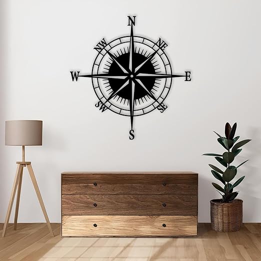 Amazon.com: Idadey Metal Compass Wall Decor, Nautical Rose Art, Ocean ...