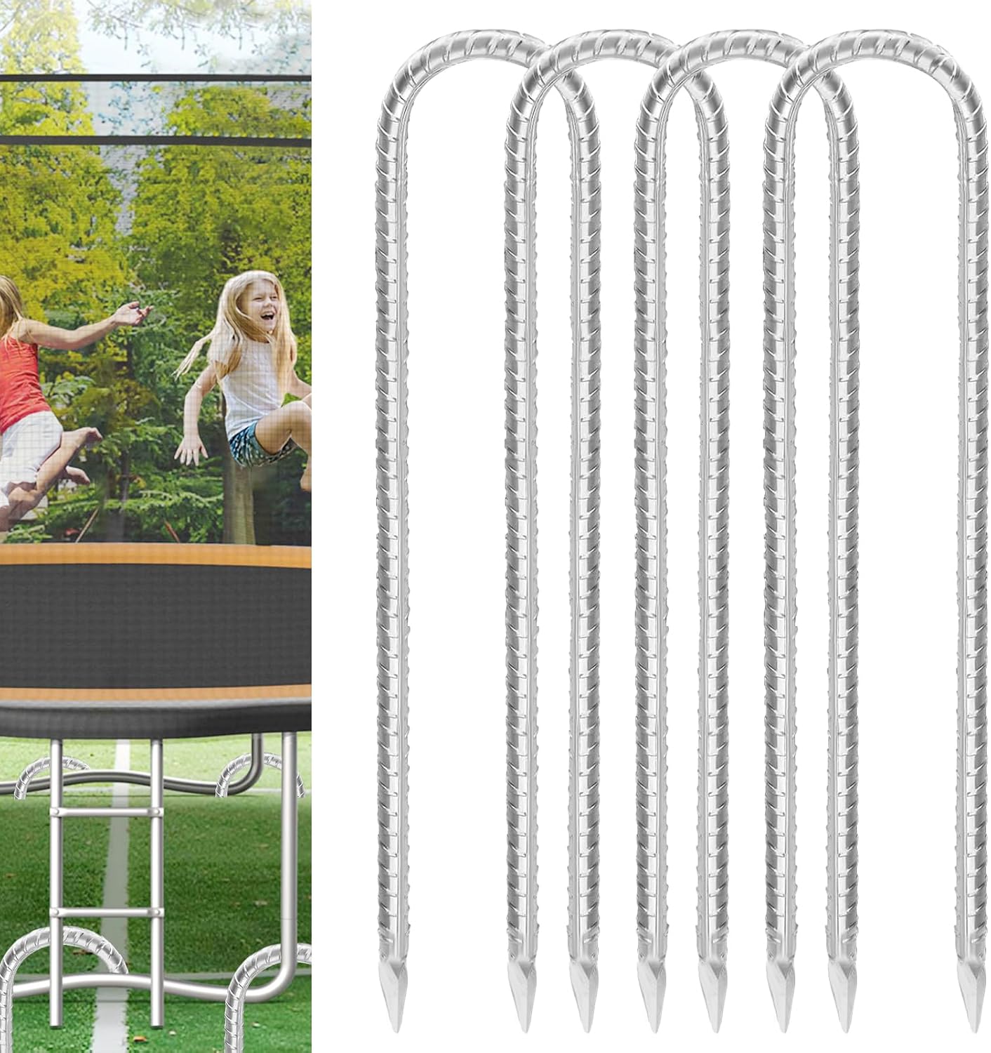 Amazon.com : Rebar Stakes 12inch,Ground Stakes Heavy Duty U-Hook,4 Pack ...