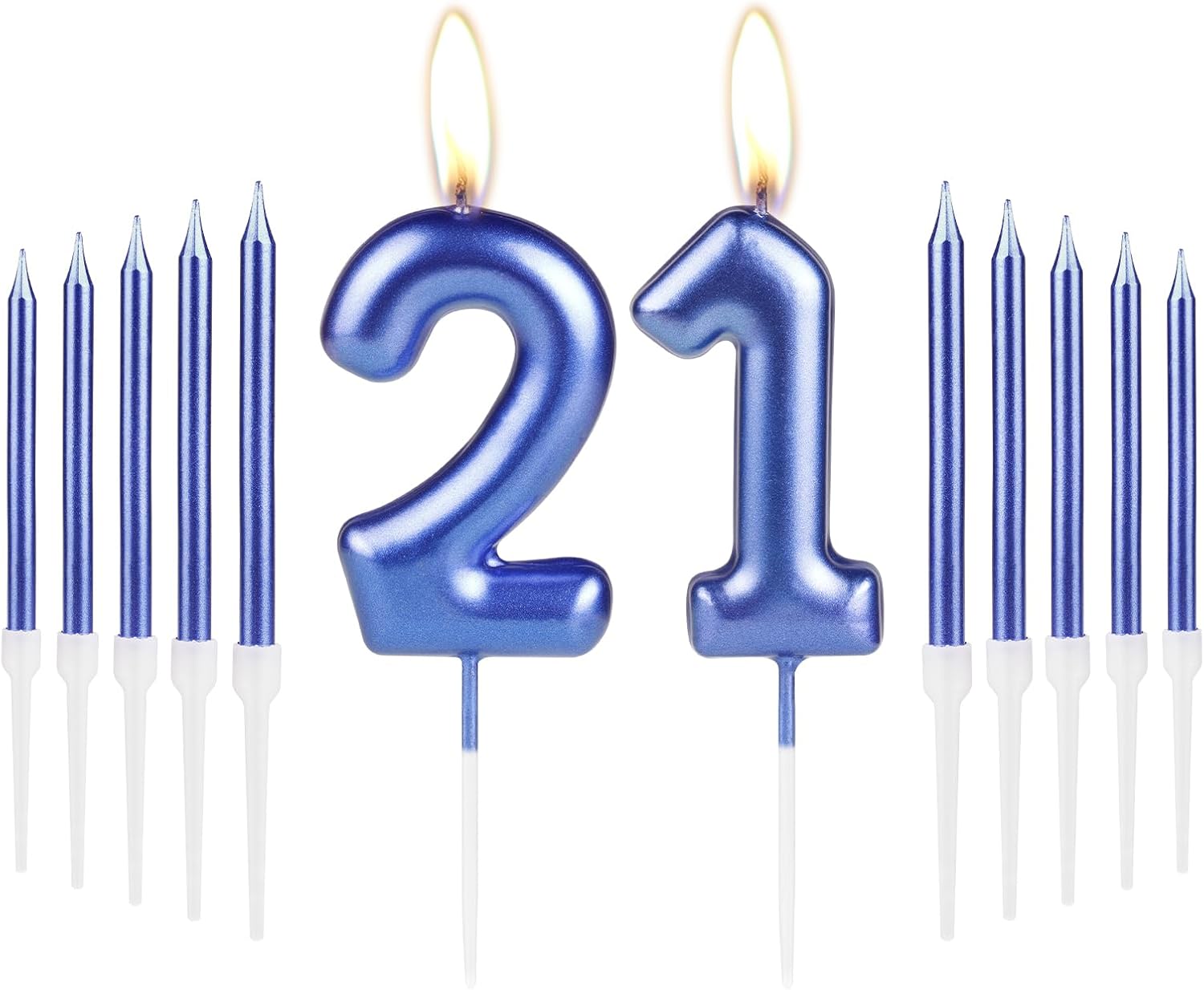 Amazon.com: iNINGER Dark Blue 21st Birthday Number Candles, Long Stick ...