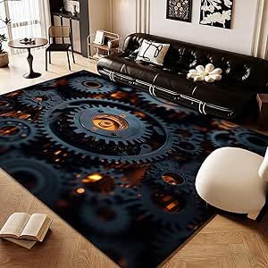 Amazon.com: Tuglona Steampunk Gear Rug, Industrial Steampunk Style Gear ...