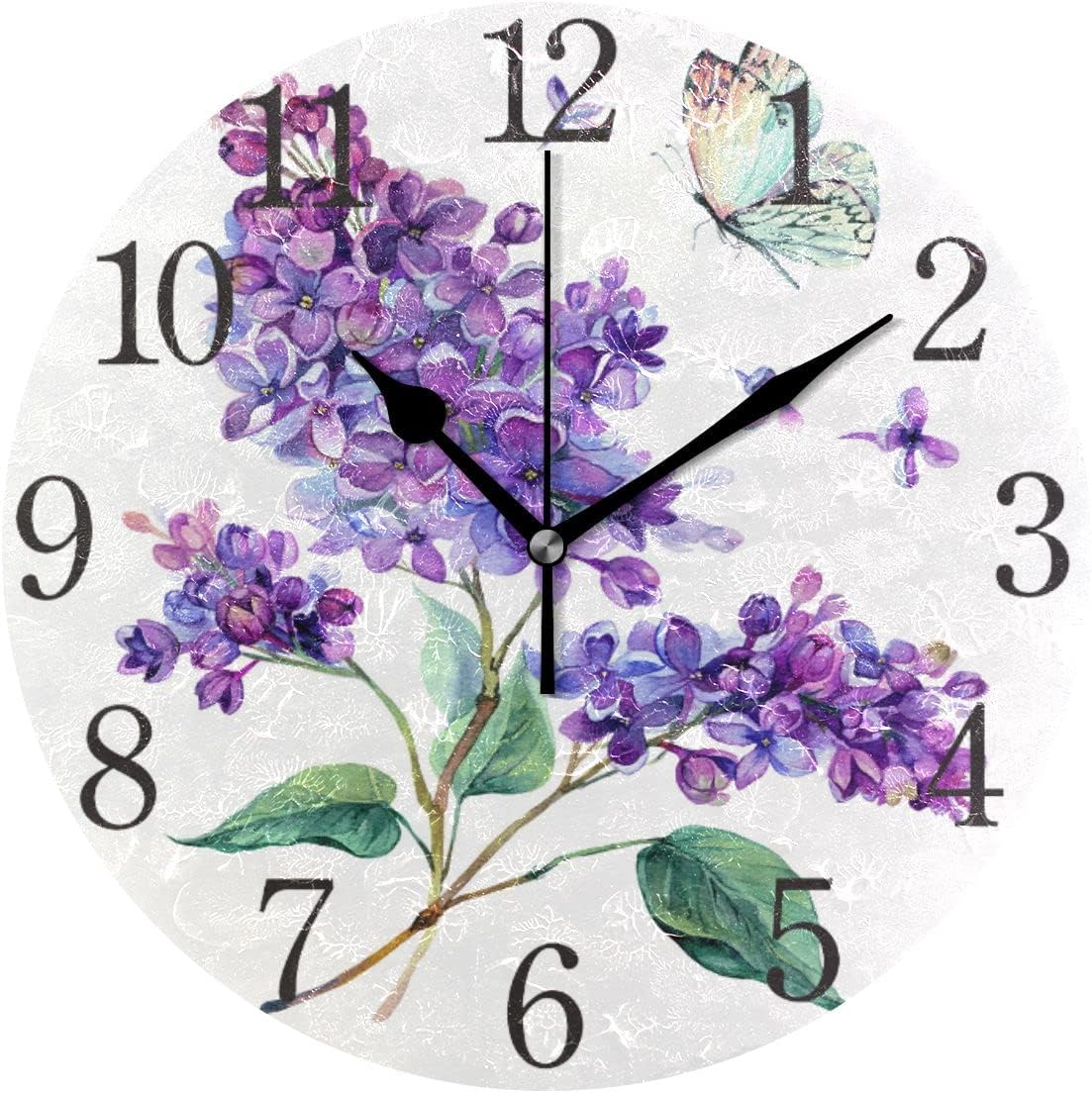 Amazon.com: Tiawutal Battery Operated Wall Clocks 12 Inch,Purple ...