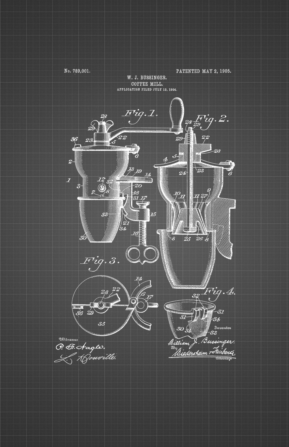 Framable Patent Art Original Vintage Coffee Mill Shop Grinder 11in by ...