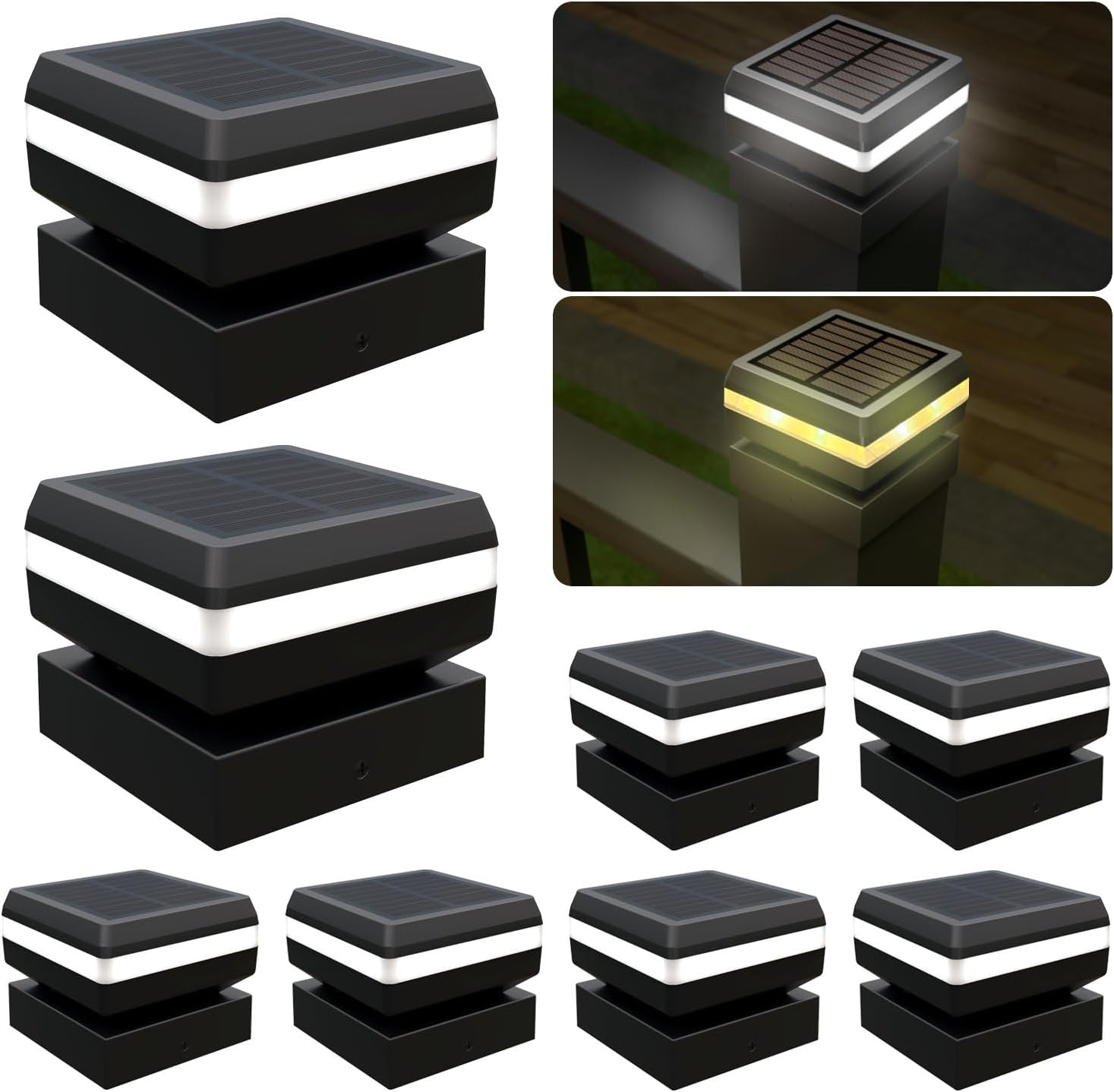 BH Railing Modern Solar Post Cap Lights - 8 Pack, 2 Modes LED(3000K ...