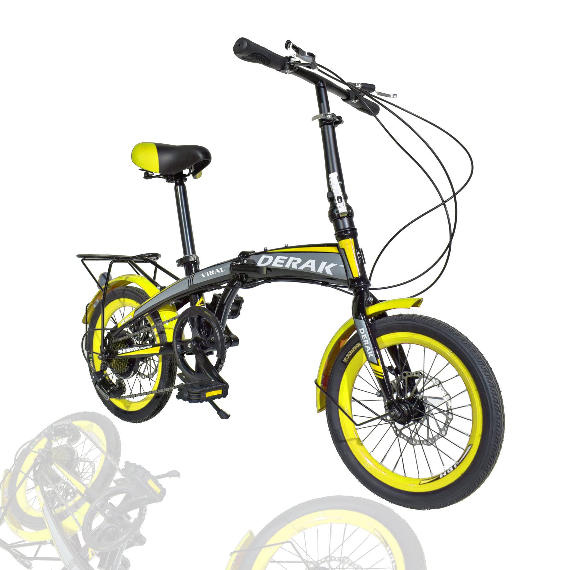 DERAK Ultimate Convenience with Bikes 16 Inch Folding Bicycle: 7-Speed ...