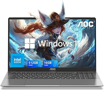 Amazon.com: AOC Laptop Computer 16GB RAM 512GB SSD Gaming Laptops 15.6 ...