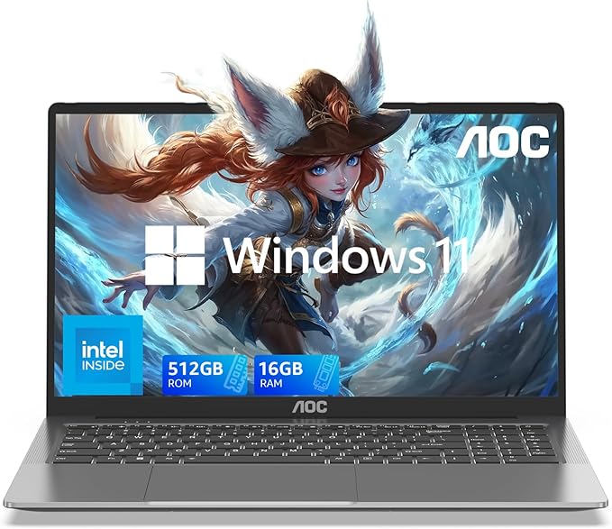 Amazon.com: AOC Laptop Computer 16GB RAM 512GB SSD Gaming Laptops 15.6 ...