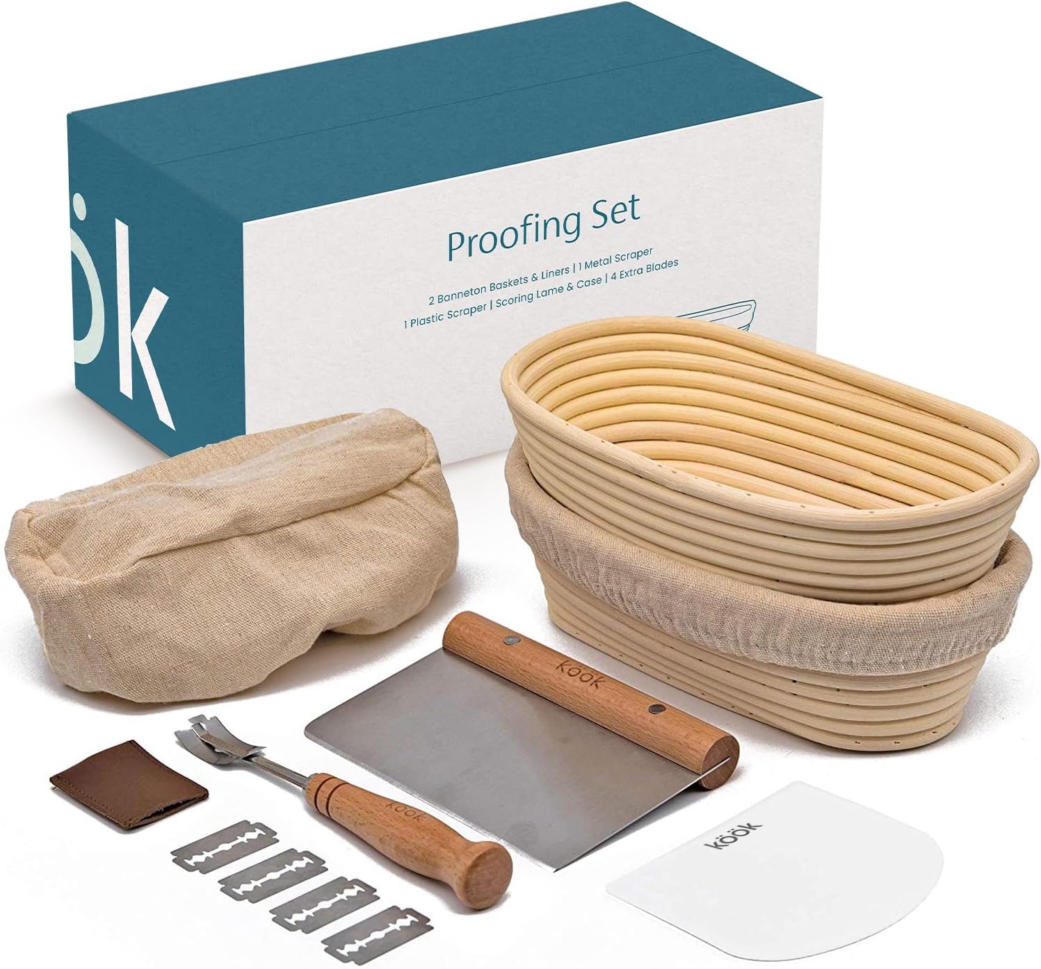 Amazon.com: Kook Banneton Bread Proofing Set, Artisan Sourdough Bread ...