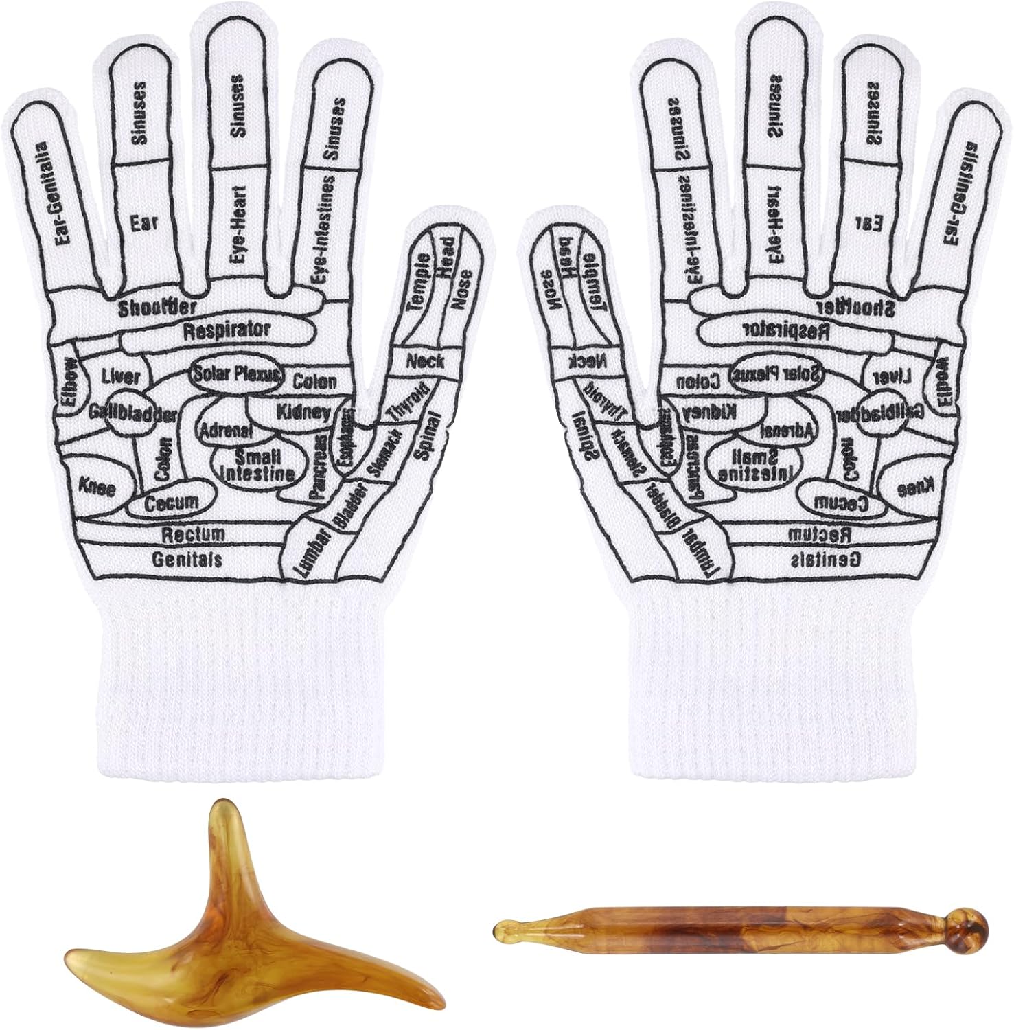 Amazon.com: PEUTIER Reflexology Chart Hand Massage Gloves with 2 ...