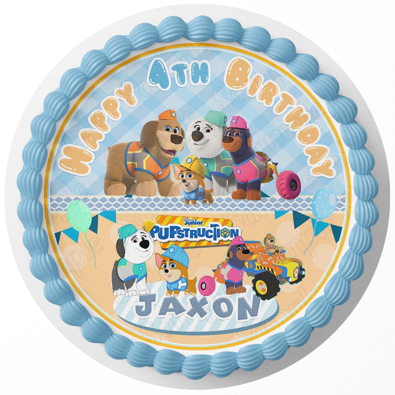Amazon.com: Cakecery Pupstruction Edible Cake Image Topper Birthday ...