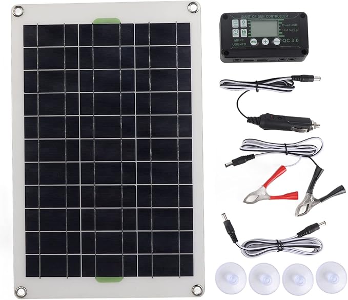 50W 12V/24V Solar Panel Kit, Monocrystalline Solar Panel Starter Kit ...