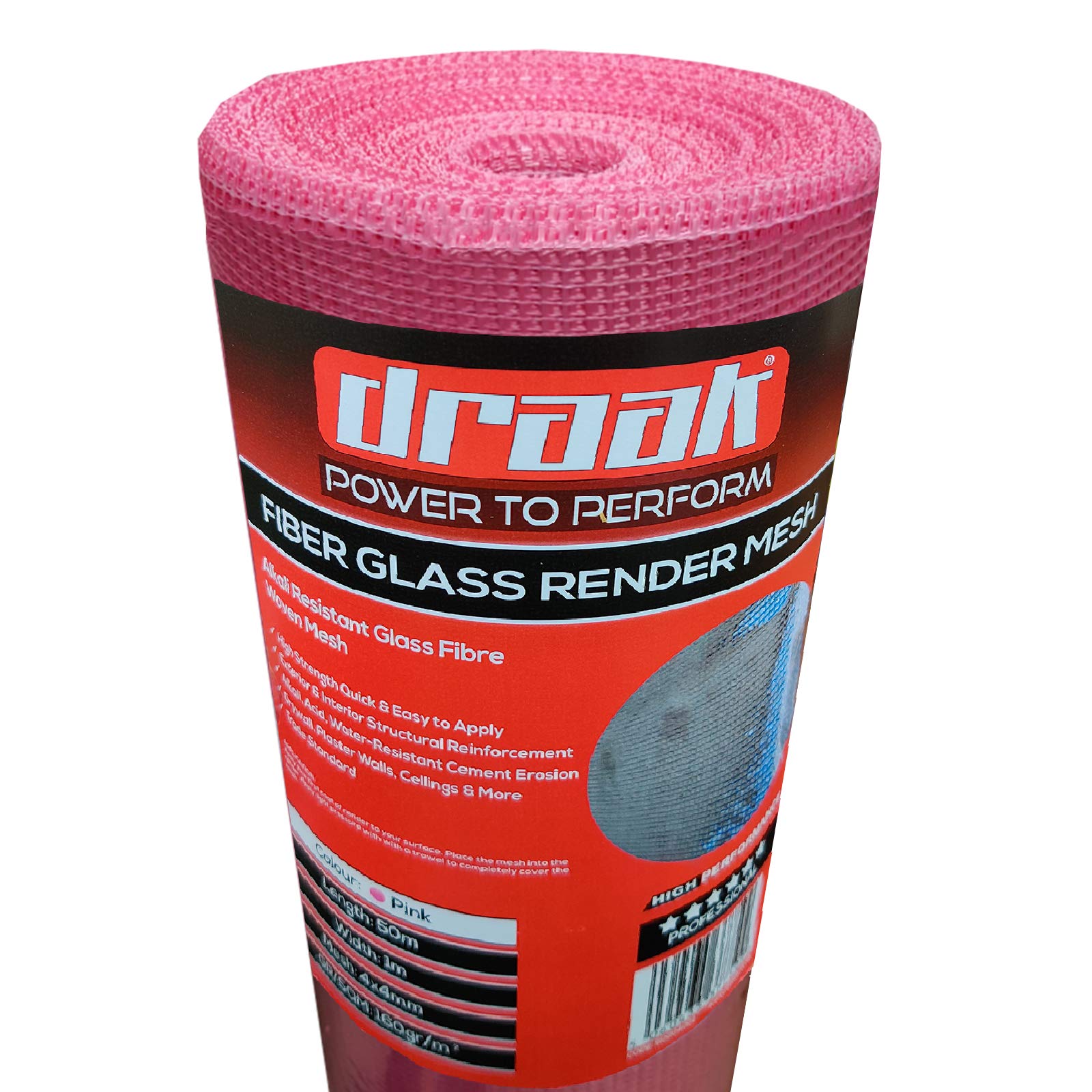 DRAAK Rendering Render Mesh Fiberglass 160g/m2 50m2 Coverage Plastering ...
