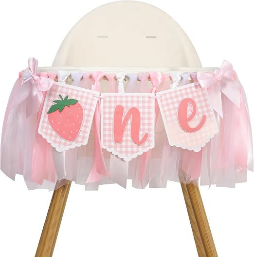 Amazon.com: Pink Strawberry One High Chair Banner - Little Princess ...