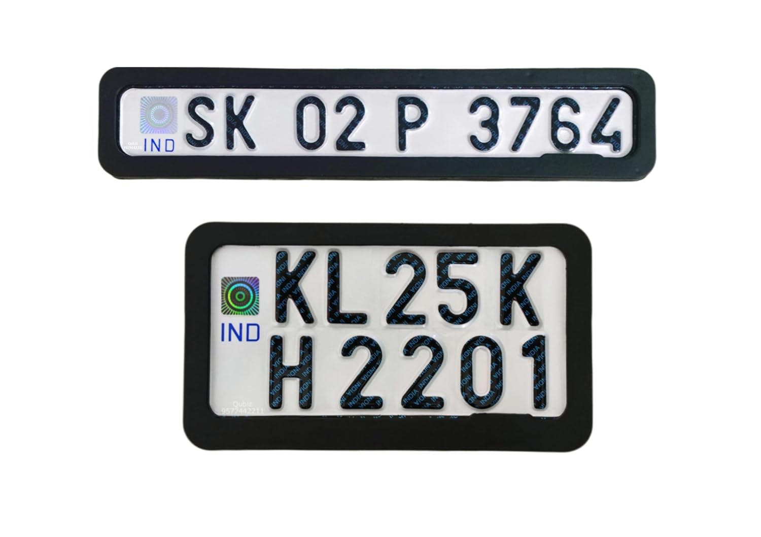Qubiz Embossed Aluminium Ind Number Plate with Frame for Bike and ...
