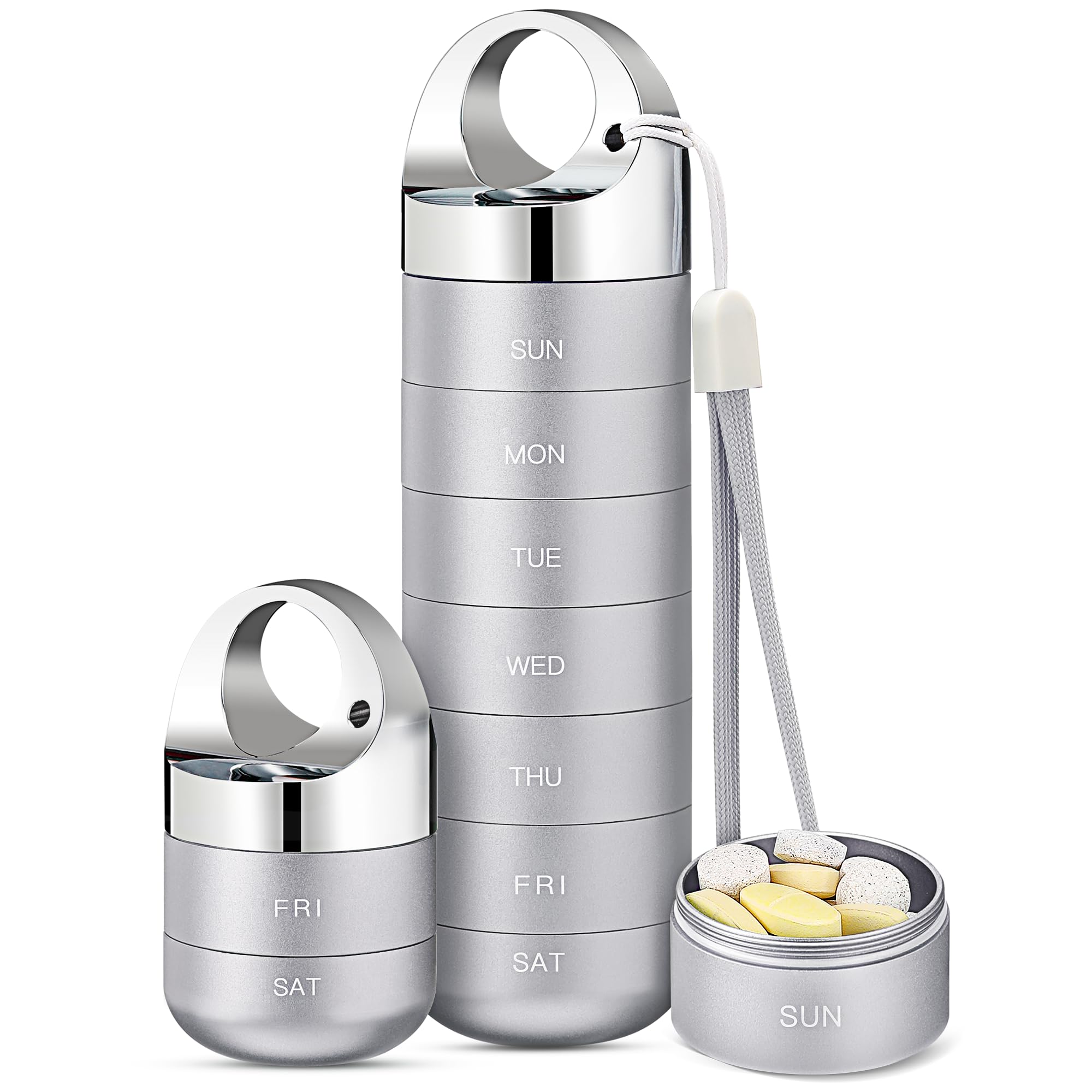 Zannaki Metal Travel Pill Organizer, Portable Waterproof Weekly Pill ...