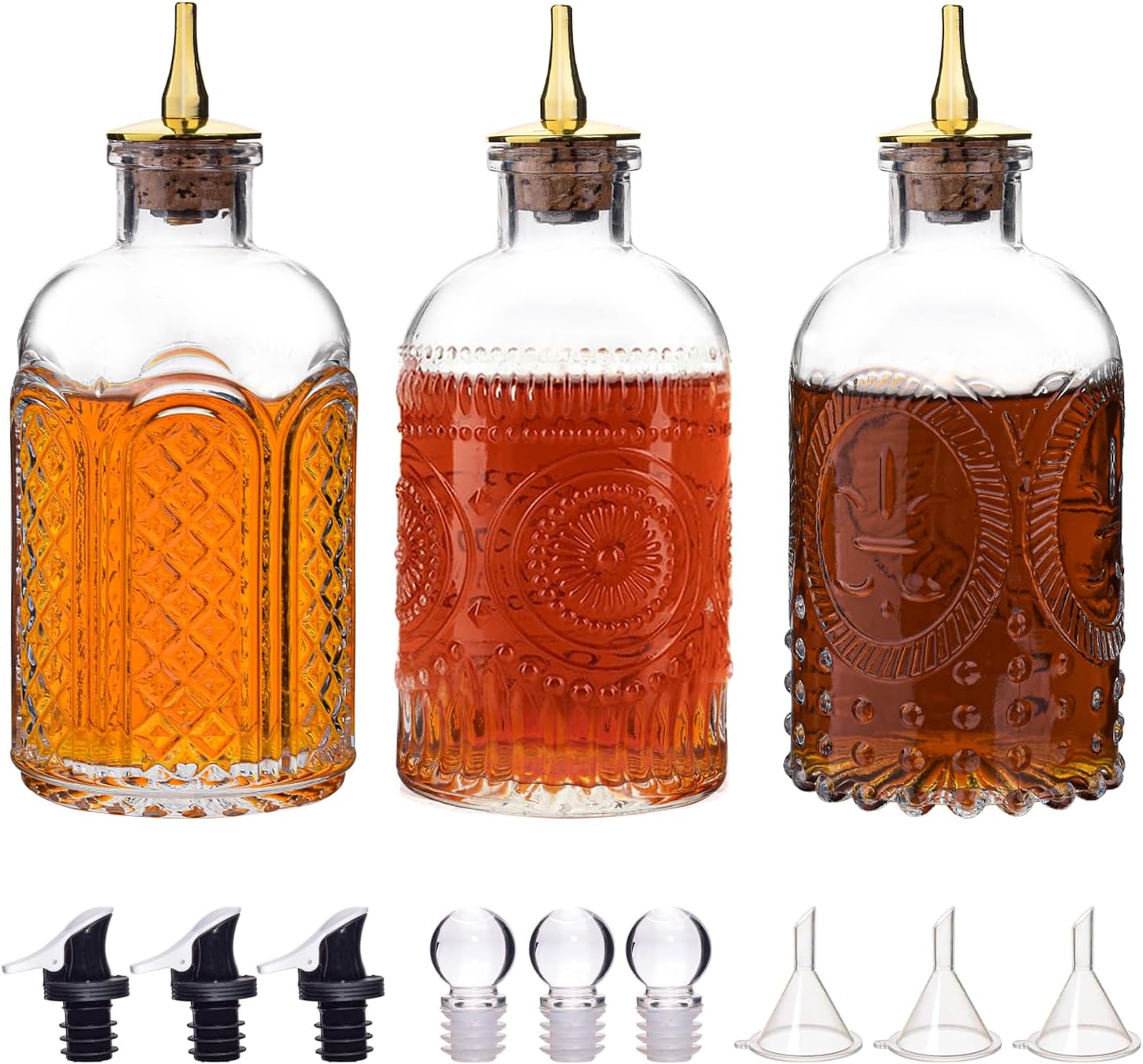 Amazon.com: Galssmagic Bitters Bottle Set of 3,Glass Bottles with Dash ...